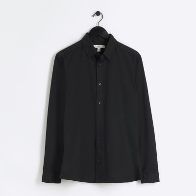 Black Muscle Fit Oxford Smart Shirt | River Island
