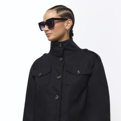Black Oversized Cat Eye Sunglasses River Island