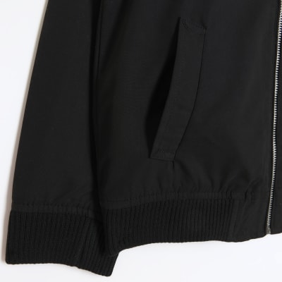Black zip up smart bomber jacket | River Island