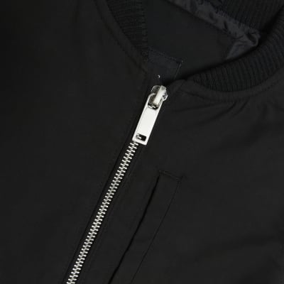 Black zip up smart bomber jacket | River Island