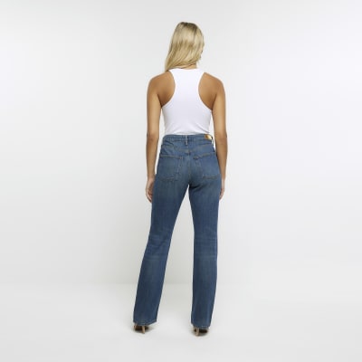 Blue slim fit bootcut jeans | River Island