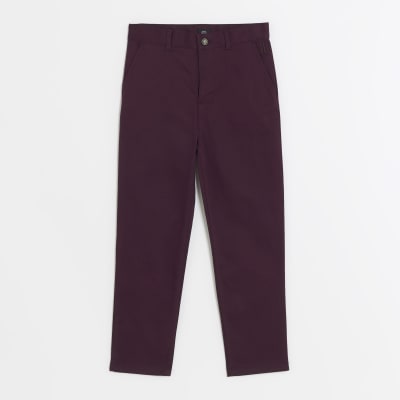 Boys red stretch chino trousers | River Island