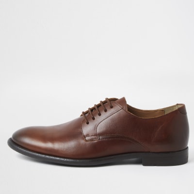Brown lace up derby shoes | River Island