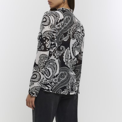 Cream Floral Frill Long Sleeve Blouse River Island