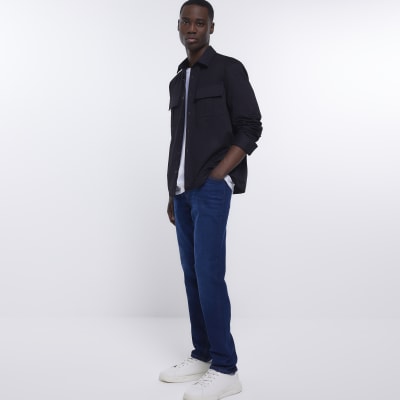 Dark blue slim fit jeans | River Island