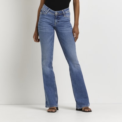 Denim Low Rise Flared Jeans River Island
