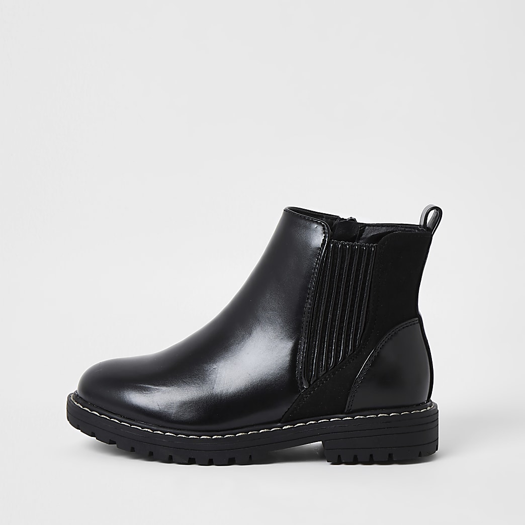 Girls black clumpy ankle boot | River Island Girls black clumpy ankle boot | River Island
