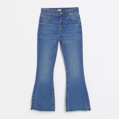 Girls blue flared jeans | River Island