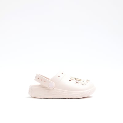 Girls Pink Gem Clogs | River Island