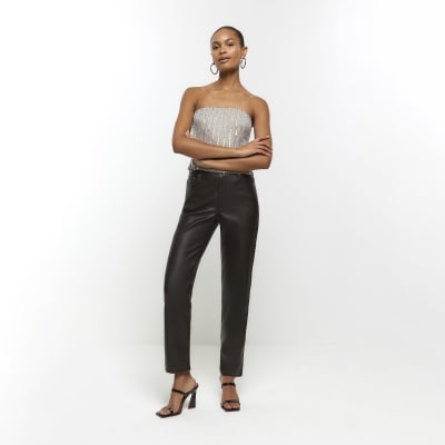 Gold sequin bandeau top | River Island