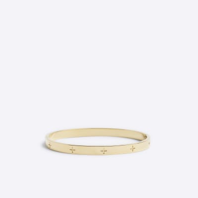 Gold Steel Circle Bangle | River Island