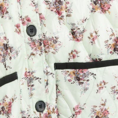 Green floral padded jacket | River Island