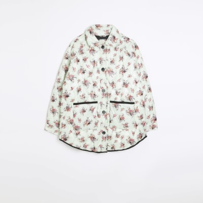 Green floral padded jacket | River Island
