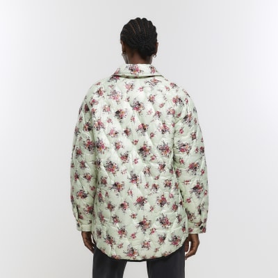 Green floral padded jacket | River Island