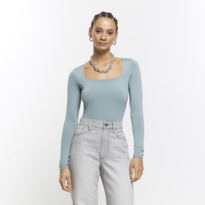 Green long sleeve bodysuit | River Island