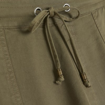 Khaki lyocell drawstring shorts | River Island