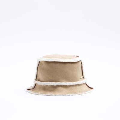 Mini girls beige borg bucket hat | River Island