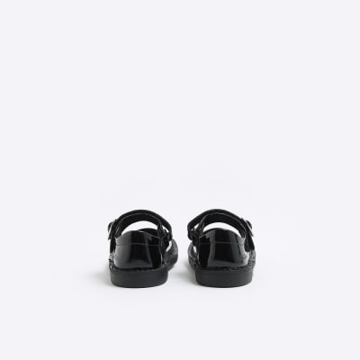 Mini girls Kickers black leather buckle shoes | River Island