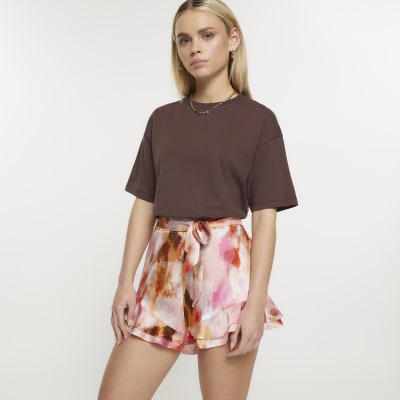 Petite pink print shorts | River Island