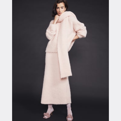 Pink fluffy knit jumper | River Island