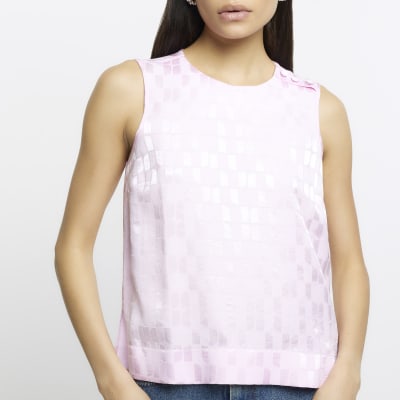 Pink satin tank top | River Island