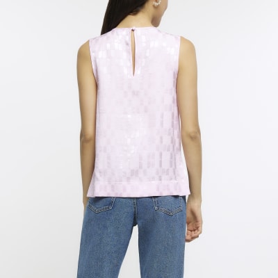 Pink satin tank top | River Island
