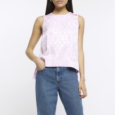 Pink satin tank top | River Island
