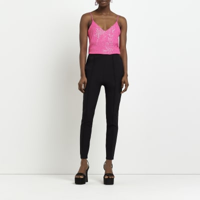 Pink Sequin Cami Top River Island