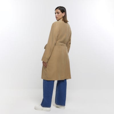 Plus beige longline trench coat | River Island