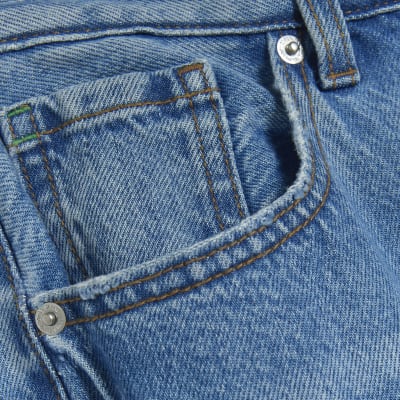 Plus blue high waisted straight leg jeans | River Island