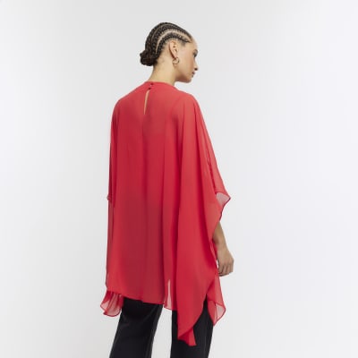 Red cape design blouse | River Island