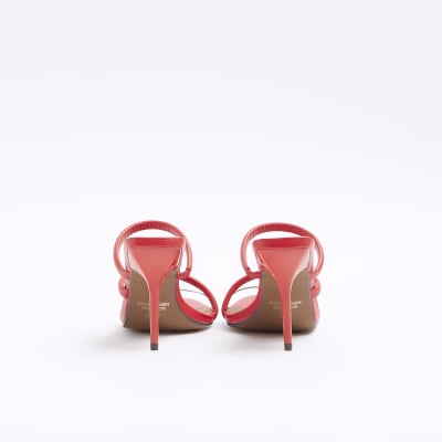 Red strappy heeled sandals | River Island