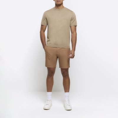 Rust tapered fit shorts | River Island