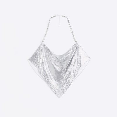 Silver Chainmail Body chain top | River Island