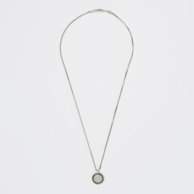 Silver colour coin pendant necklace | River Island