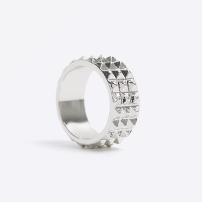 Silver colour spike ring | River Island