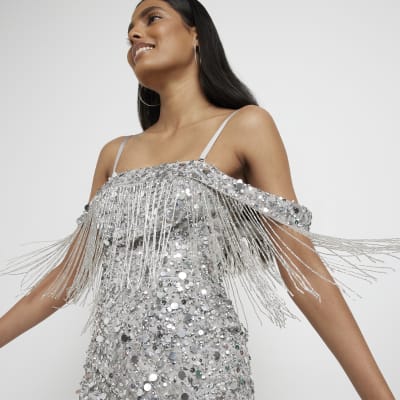 Sequin Top | Sparkly Top | Silver Sequin Dress | River Island