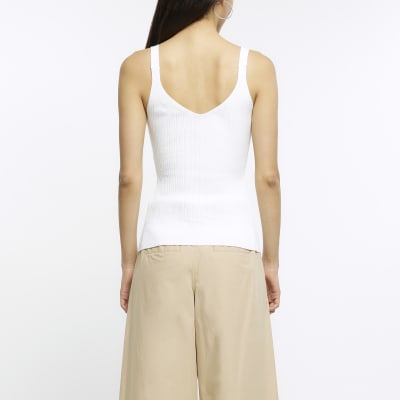 White Rib Knitted Vest | River Island